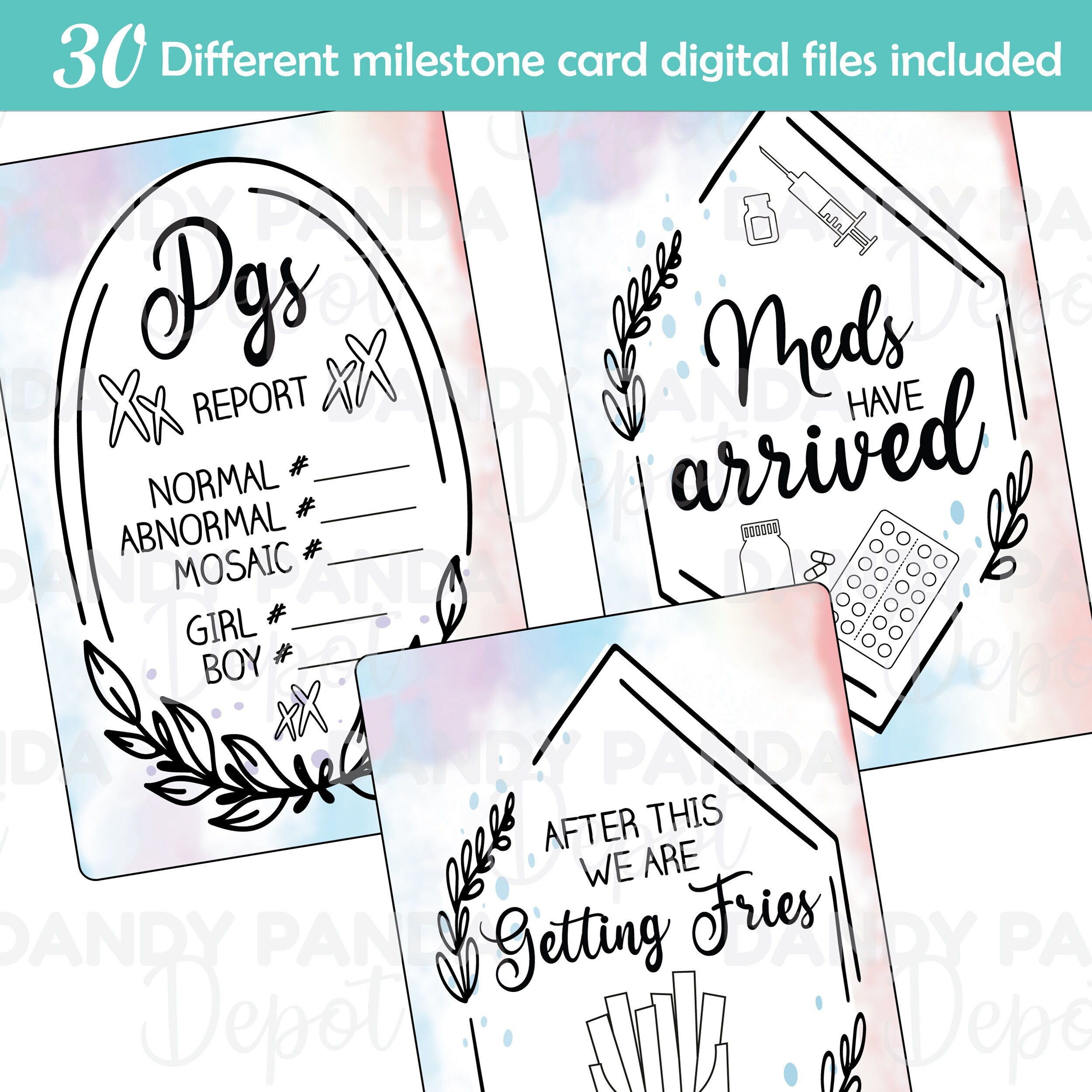 Infertility IUI IVF Stims Retrieval Transfer Treatment Milestone Cards ...