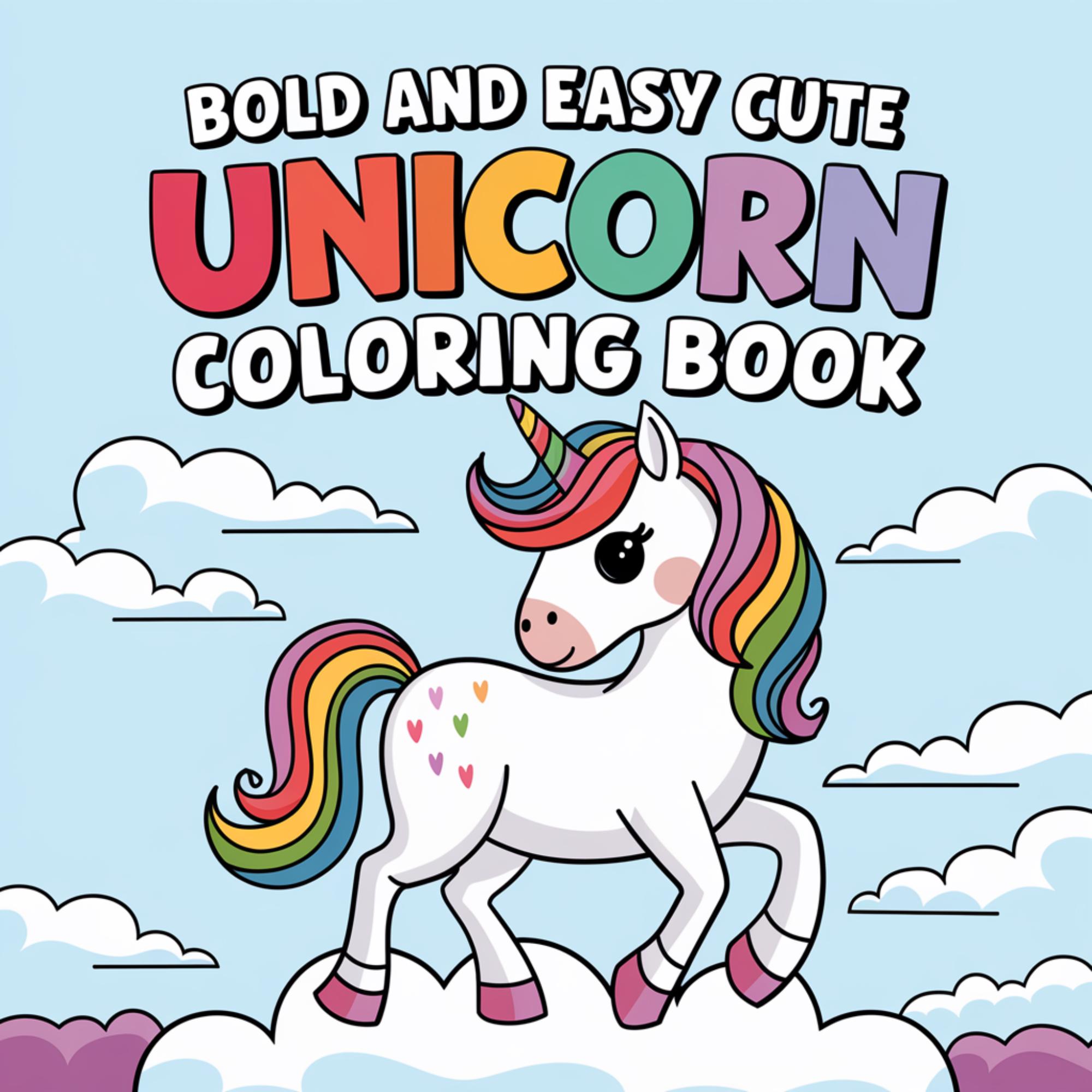 82 Unicorn Coloring Pages - Bold and Easy Coloring - Etsy
