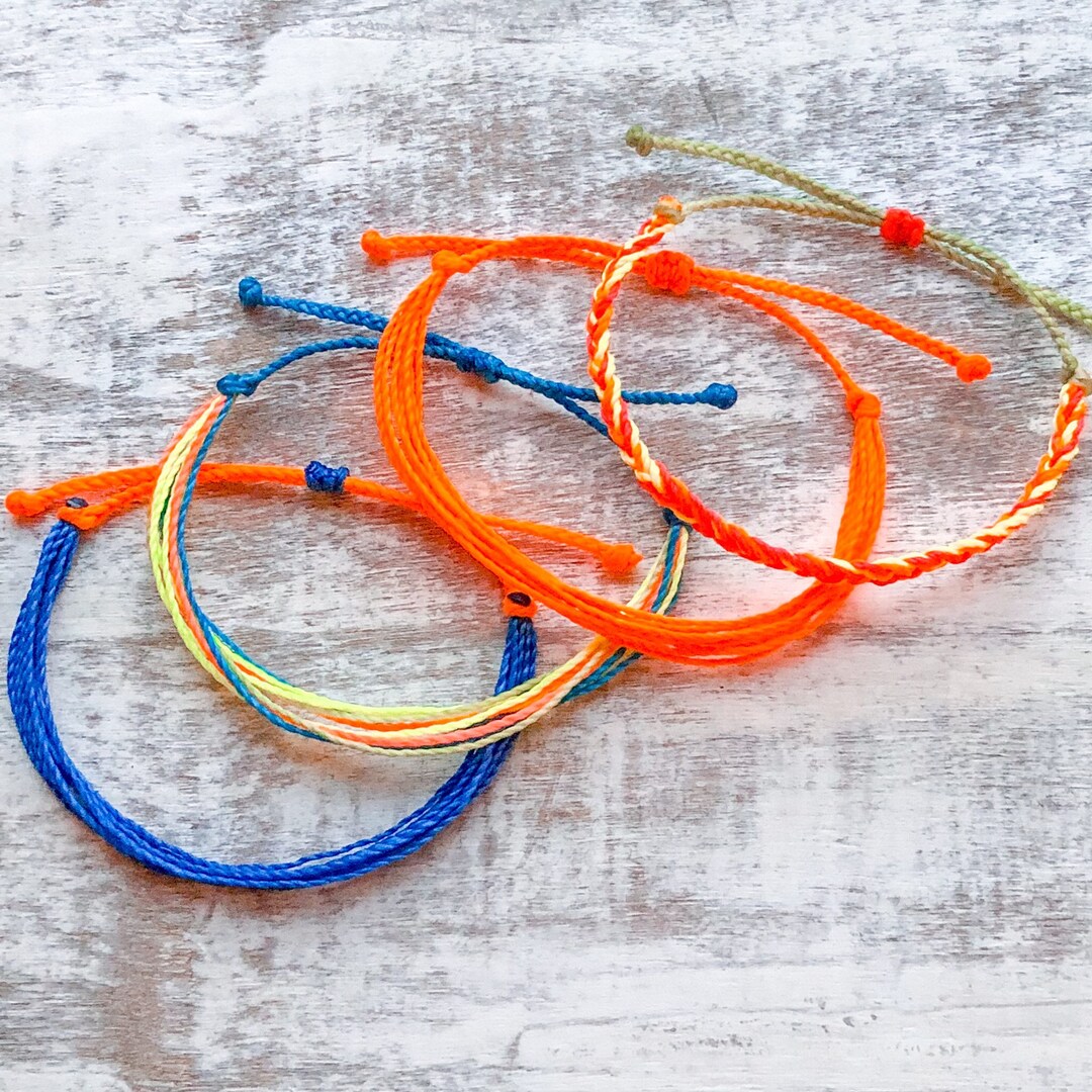 Set of 4 Vibrant Adjustable String Cord Bracelets Colorful String ...