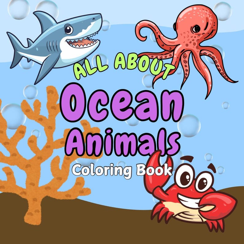 Ocean Animals Coloring Book for Kids | Bold and Easy Printable Pages ...