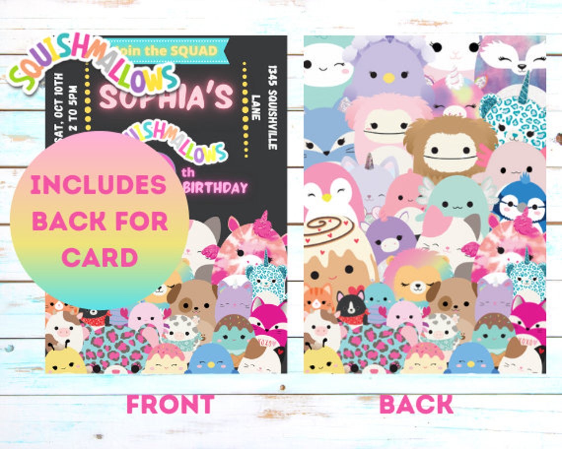 SQUISHMALLOW Invitation Squishmallow Birthday Party Digital Etsy Australia