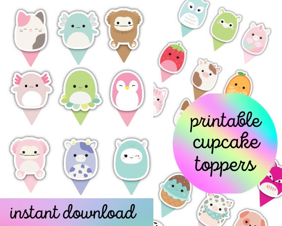 Squishmallow Cupcake Toppers Printable Cake Topper, 60% OFF