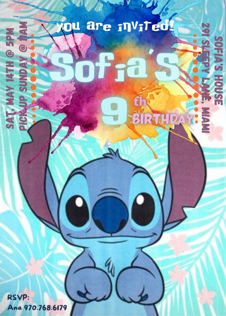 Invitación de cumpleaños de Stitch Invitación a la fiesta de | Etsy España