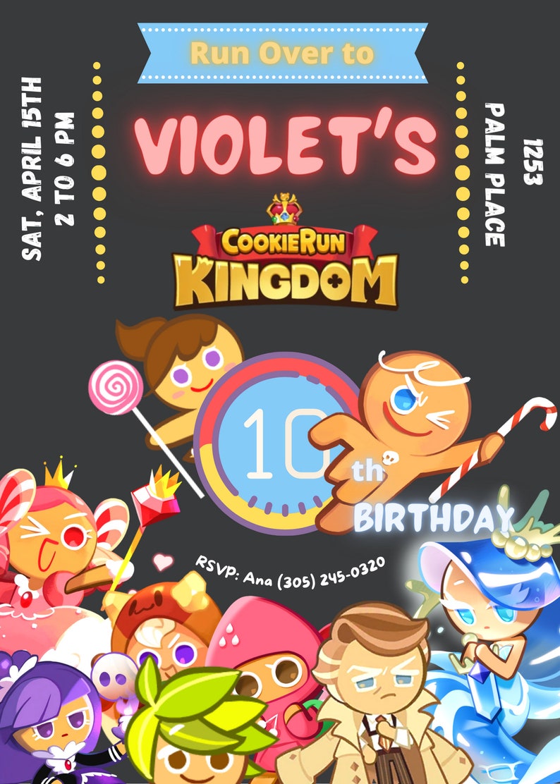 Cookie Run Kingdom Birthday Party Invitation Digital Cookie - Etsy