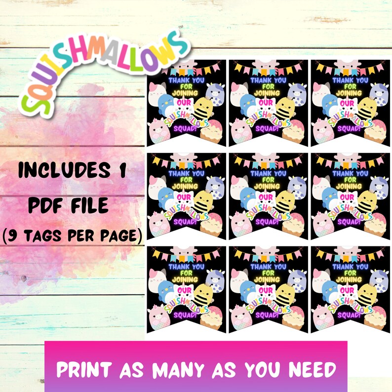 Squishmallow Party Favor Tags Squishmallows Birthday Gift - Etsy