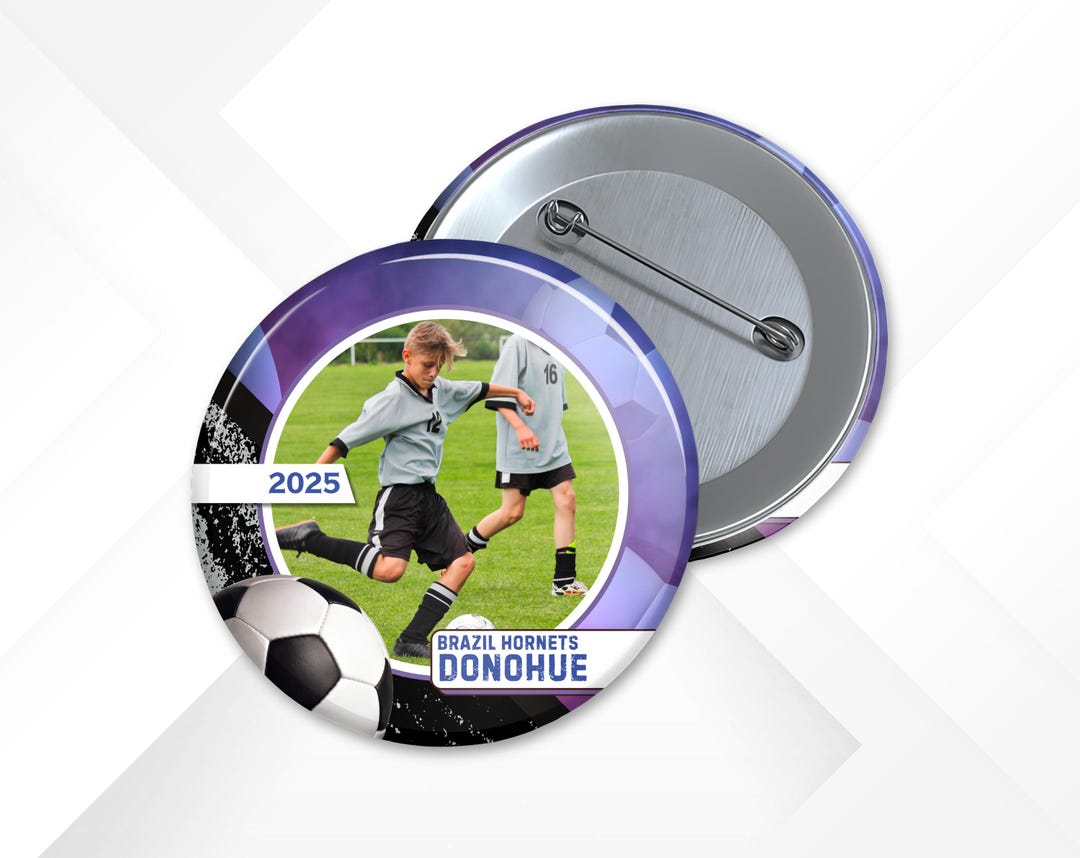 Custom Soccer Photo Pin: Personalized Team Spirit Button, Senior Night ...