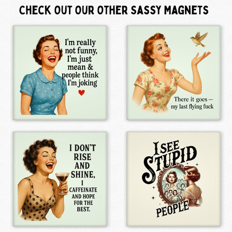 Caffeineate and Hope for the Best - Sarcastic Retro Women Magnet: Funny ...