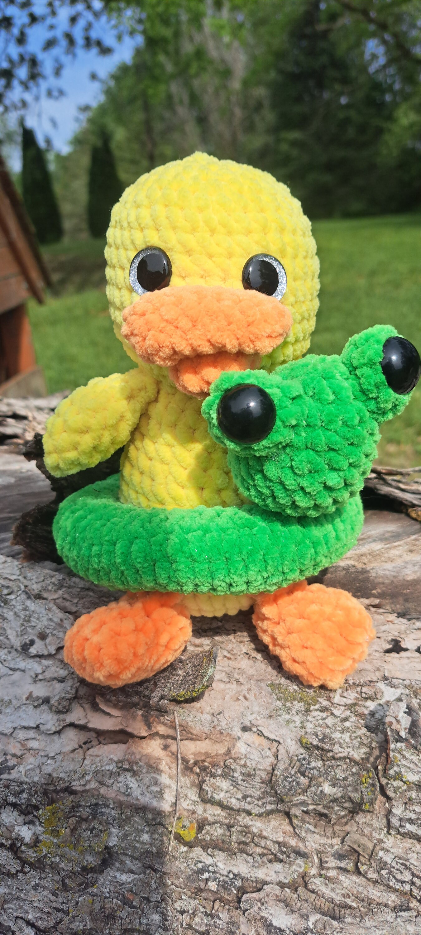 Crochet Puddles the Duck With Frog Floatie - Etsy