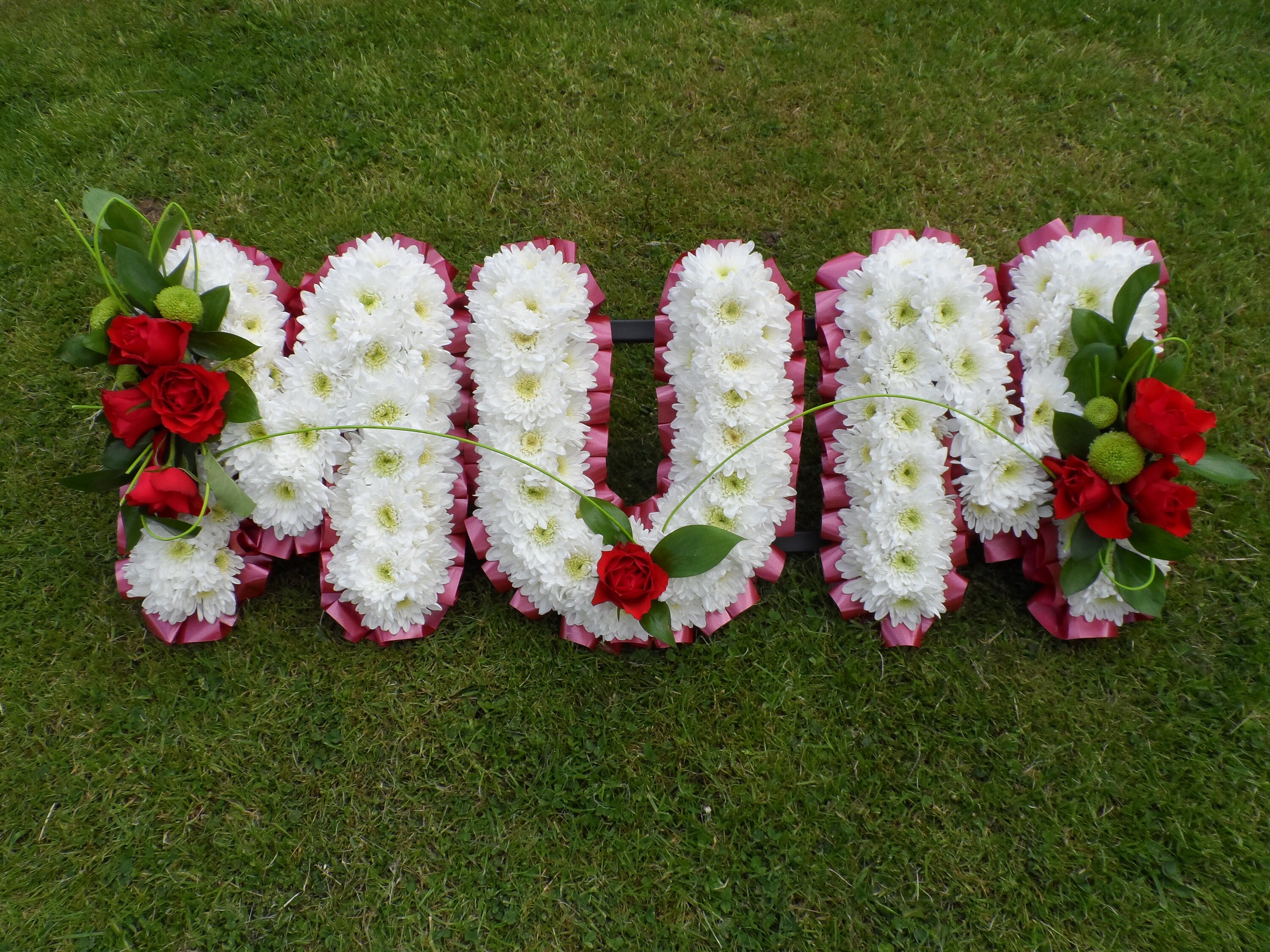Funeral Single Named Letter Fresh Flower Tribute With Personalisation ...