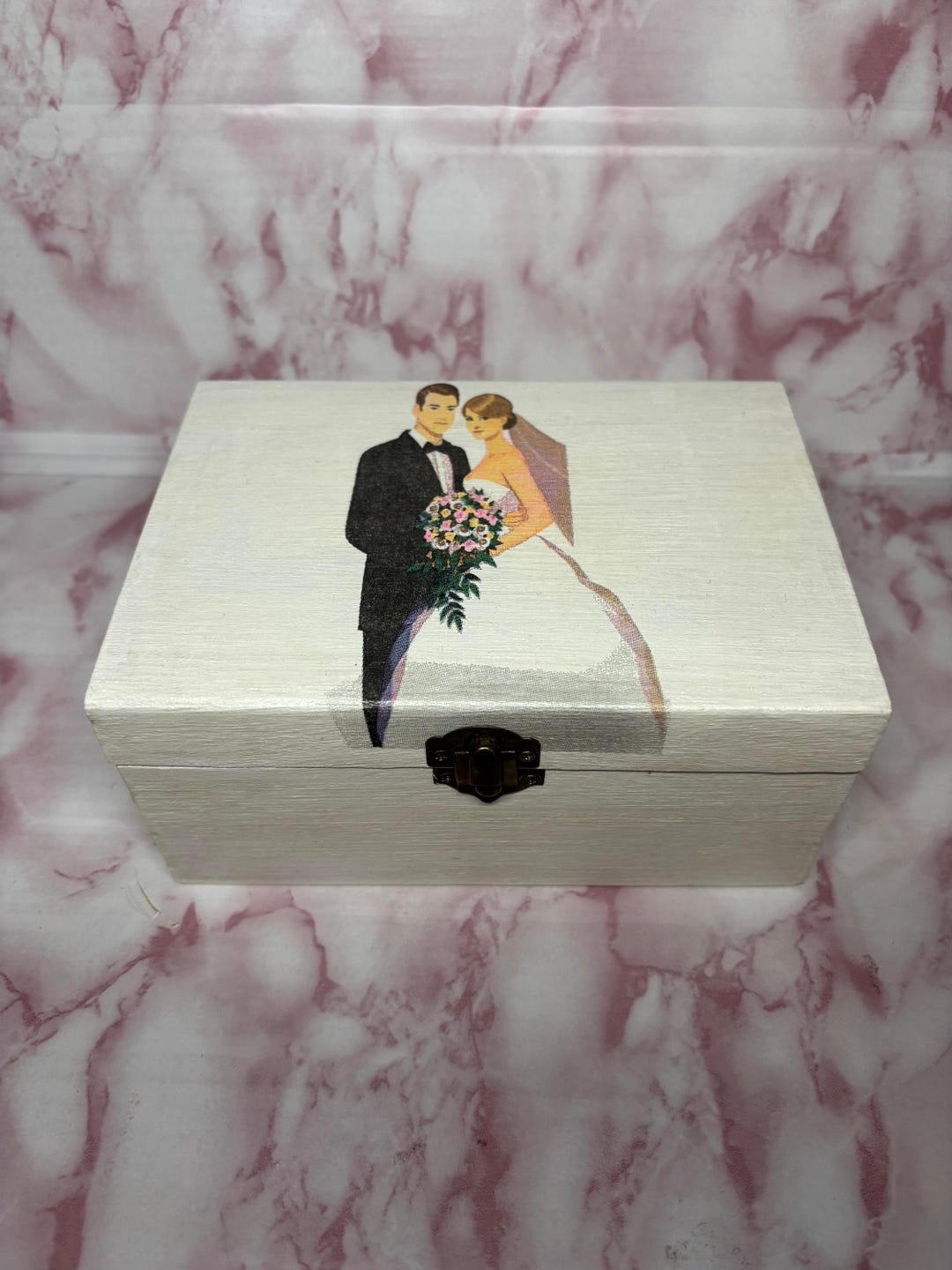 Wooden Wedding Box With Bride and Groom Design Handmade Gift Box for ...