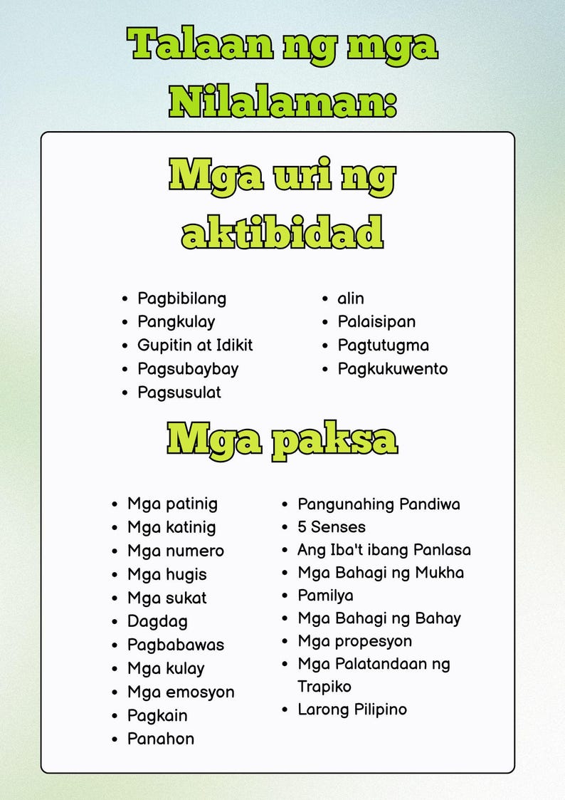 62-page Tagalog Worksheets – Literacy & Life Skills for Bilingual Kids ...