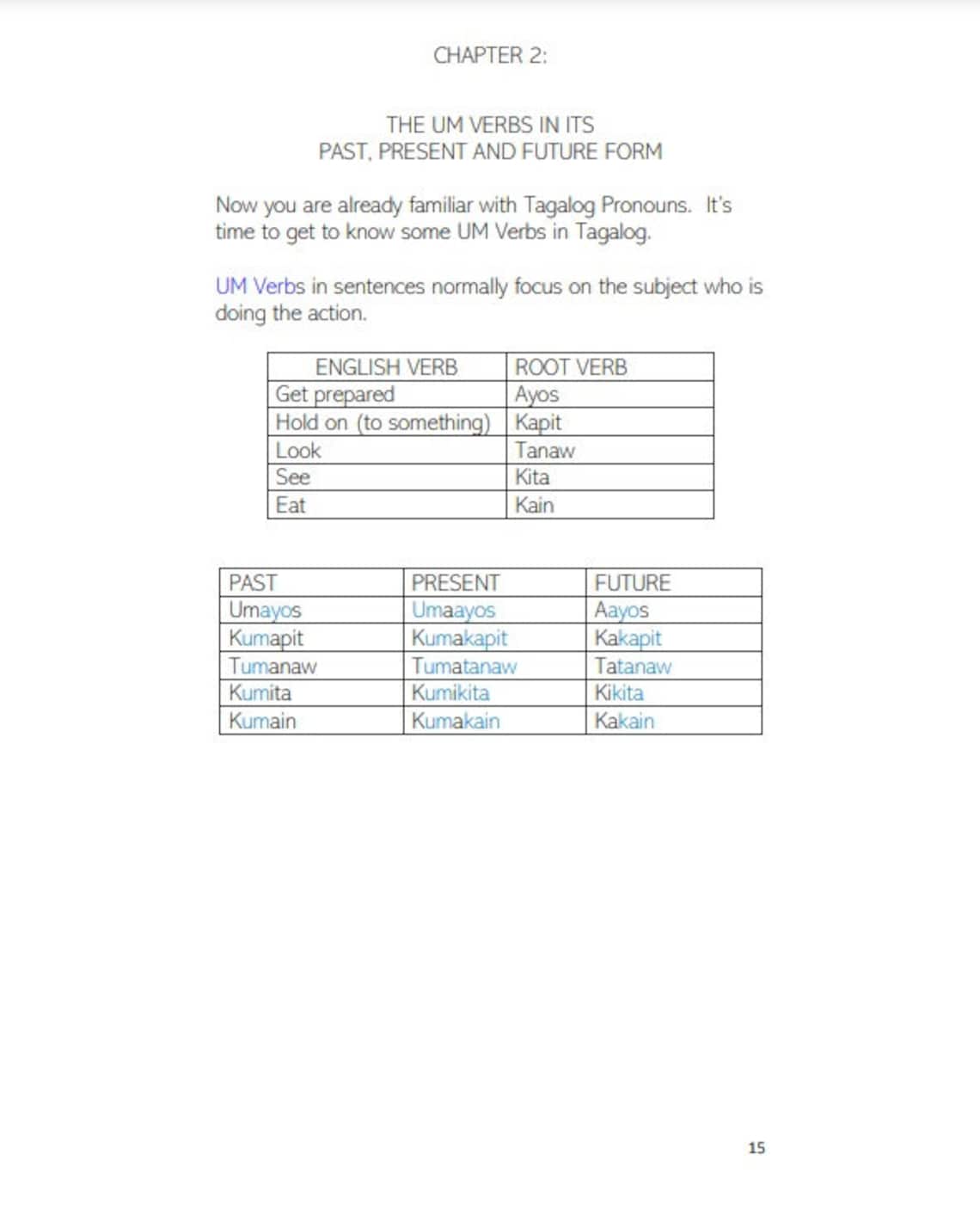 Tagalog Verbs in the Past Present and Future Tenses: A Guide - Etsy