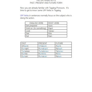 Tagalog Verbs in the Past Present and Future Tenses: A Guide - Etsy