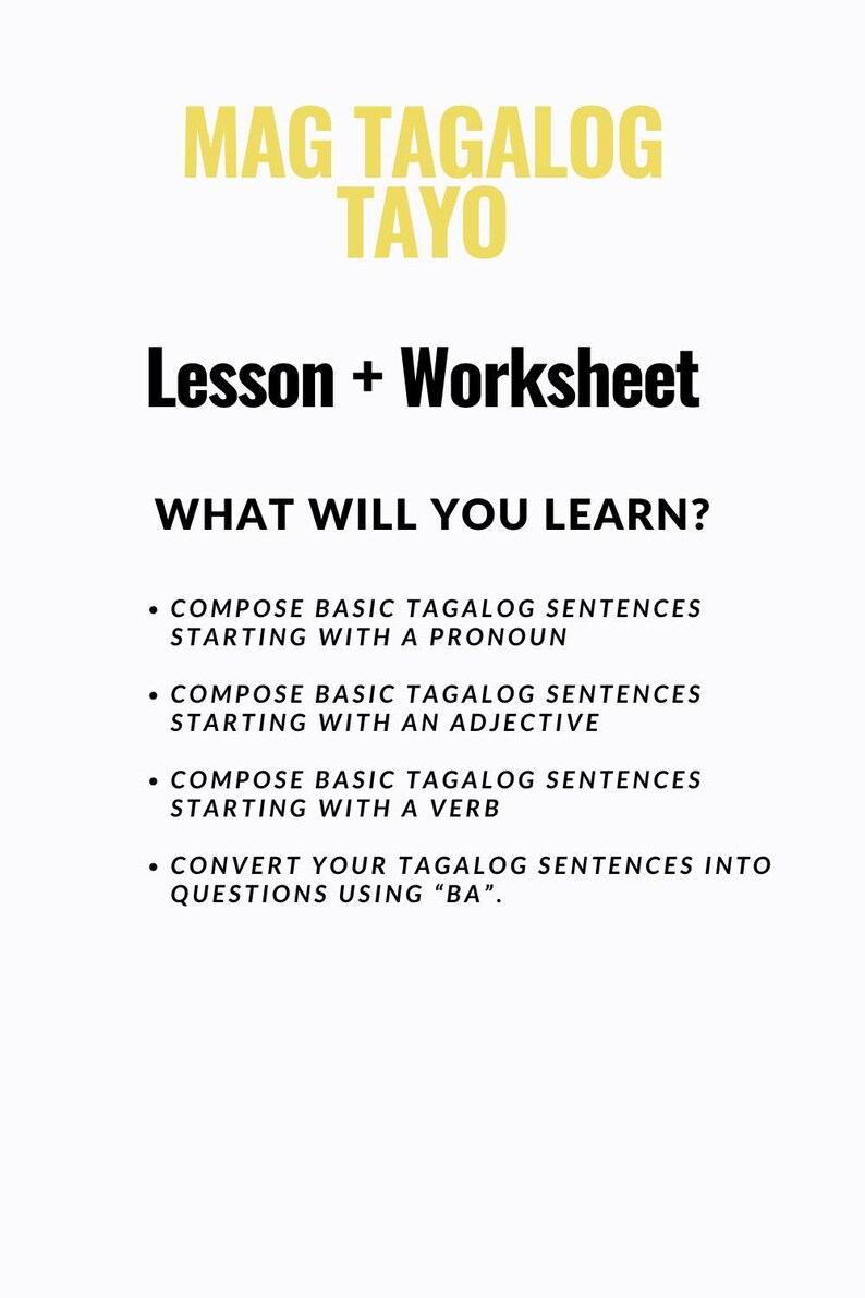 6-page Printable Guide on How to Compose Tagalog Sentences and ...