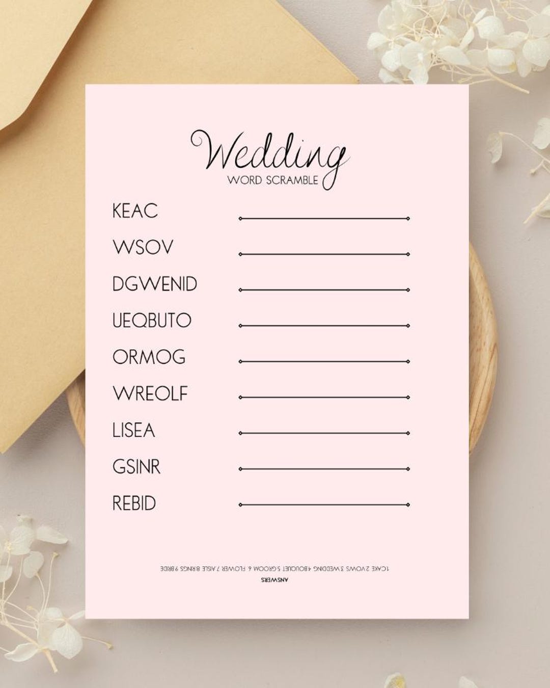 Pink Wedding Word Scramble Table Game - Etsy