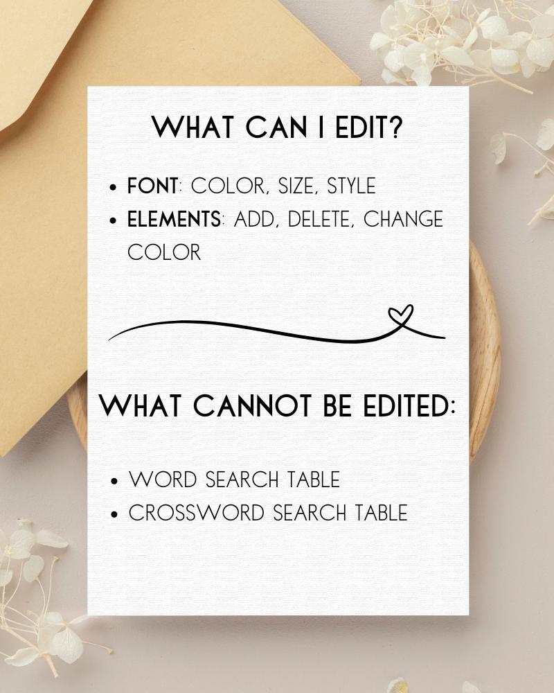 Wedding Word Search Table Game - Etsy