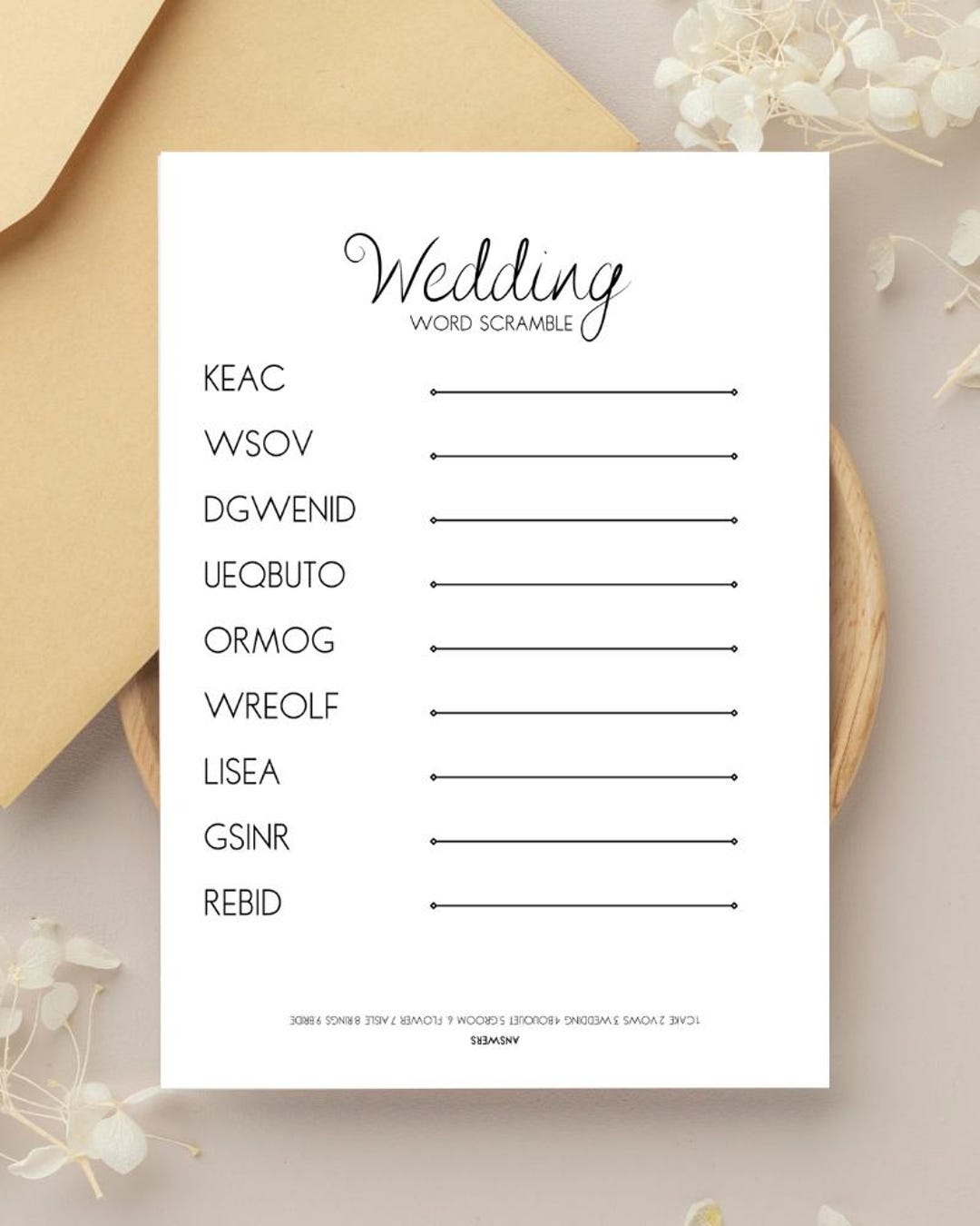 Wedding Word Scramble Table Game - Etsy