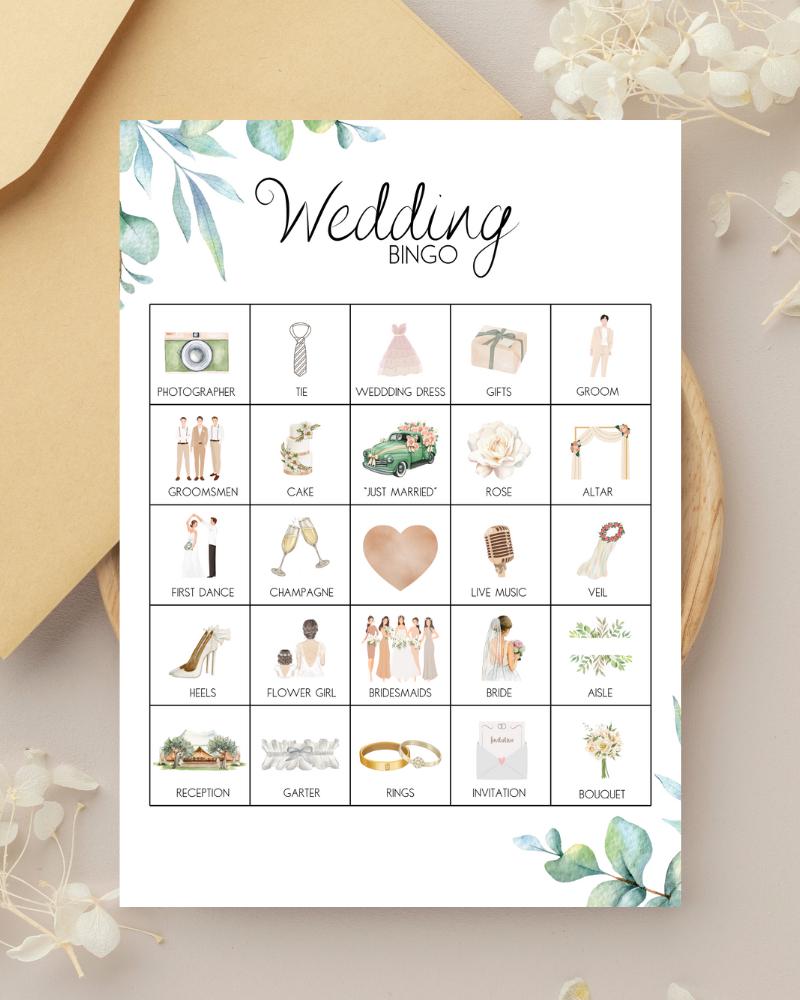 Eucalyptus Wedding Bingo Table Game - Etsy