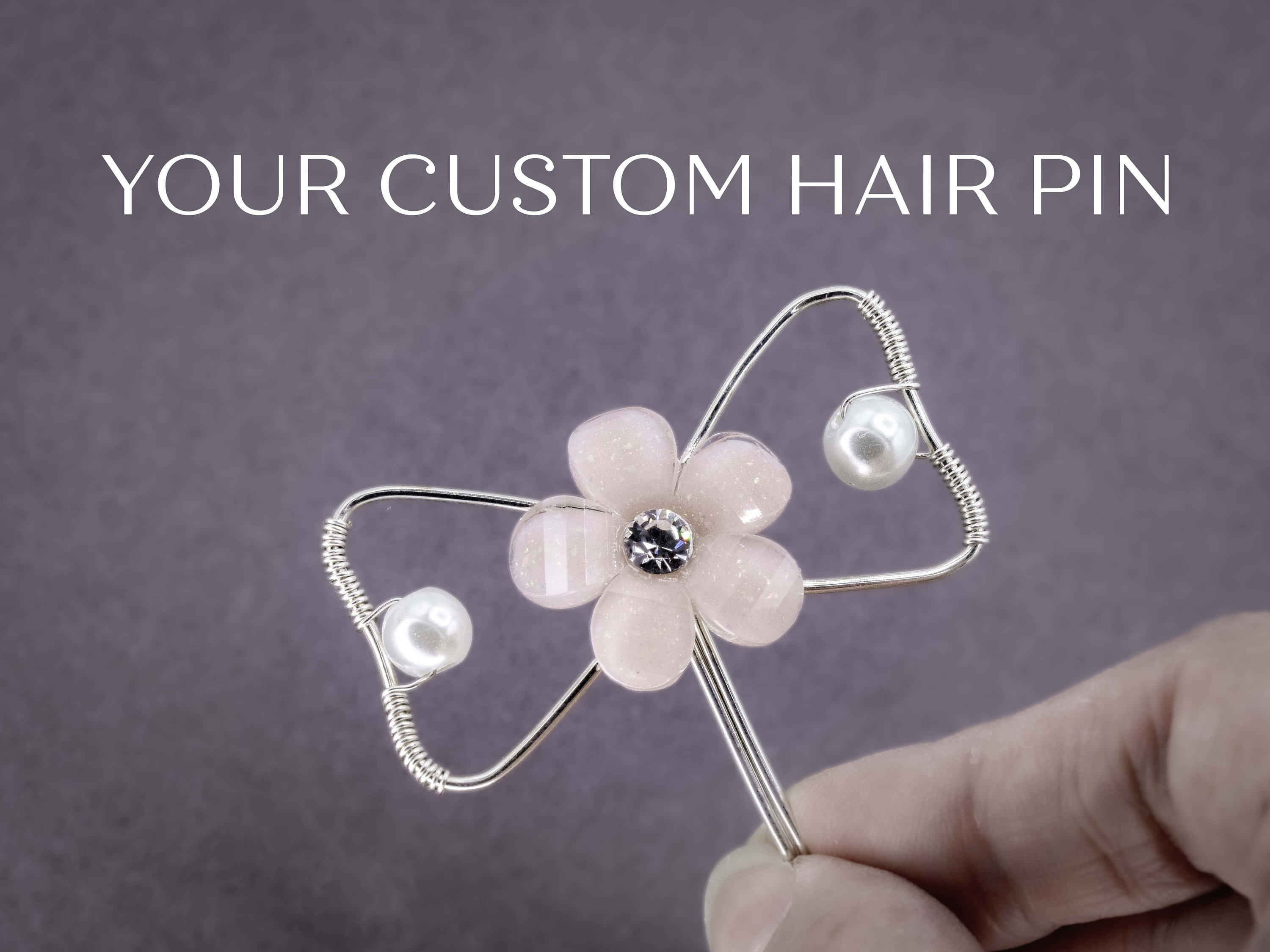 Custom Color Hair Pin: Design Your Own Bow Shaped Flower & Pearl Hair ...