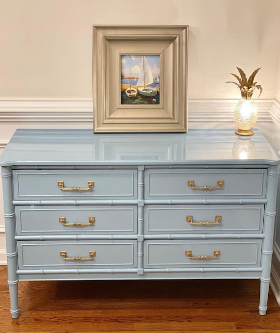 Henry Link Bali Hai Faux Bamboo Six Drawer Dresser Refinished Etsy