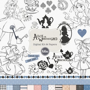 Alice in Wonderland Outline Clip Arts, Teen Alice Cliparts, Alice ...