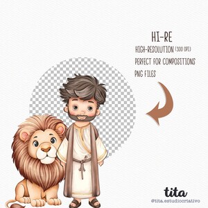 Daniel and the Lions Den Clip Arts, Religious Watercolor Illustrations ...