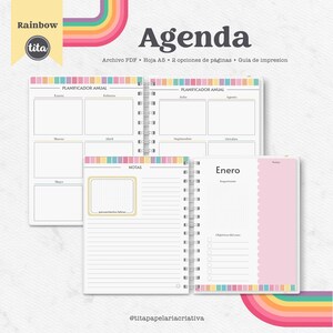 Rainbow Agenda, Printable Notebook, Daily Planner, A5 Size Half Letter ...