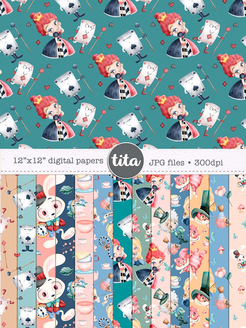 Alice in Wonderland Rapport Papers Alice Clip Art Papers - Etsy