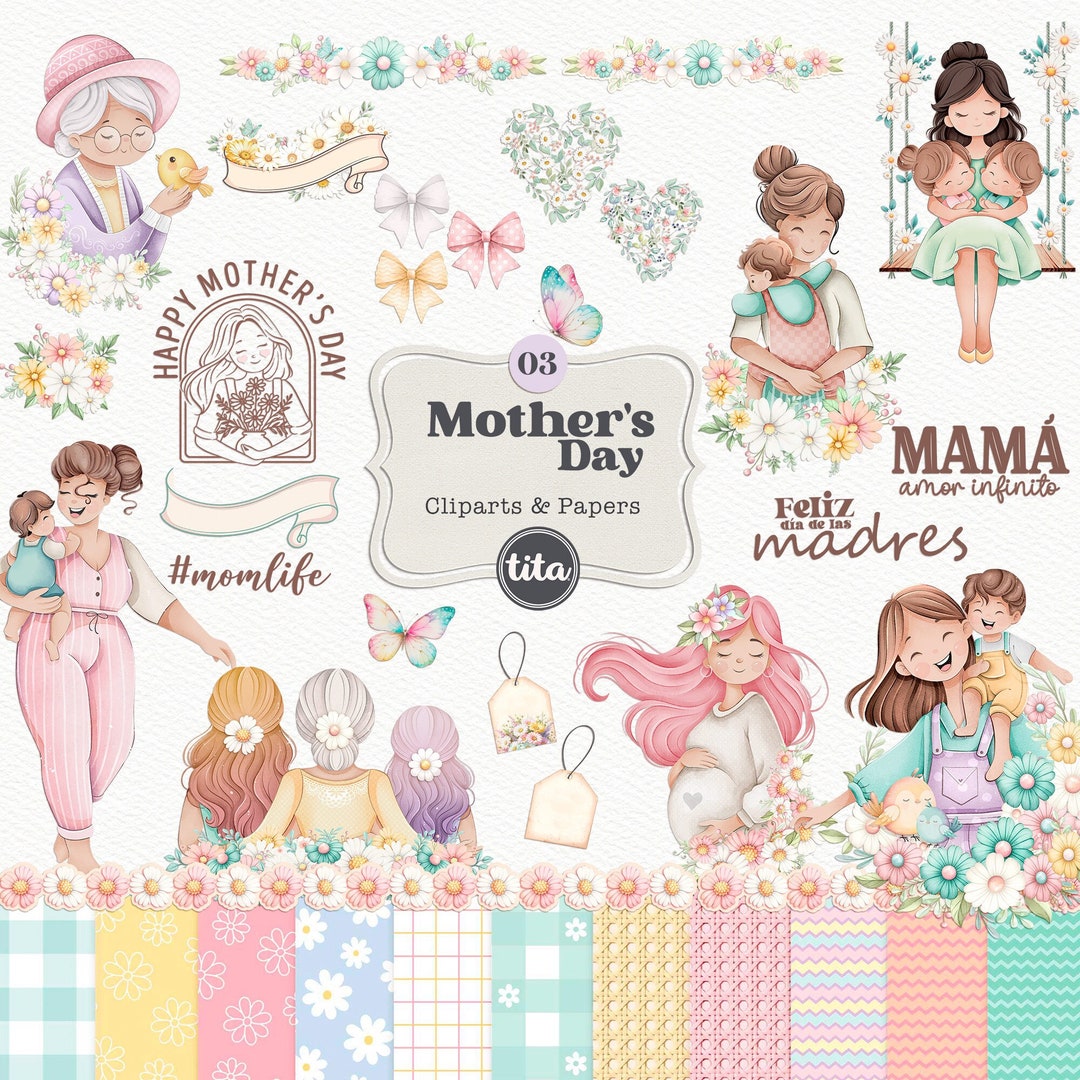 Cute Mom Clip Art Set Clip Arts, Mothers Day Illustrations, Women ...