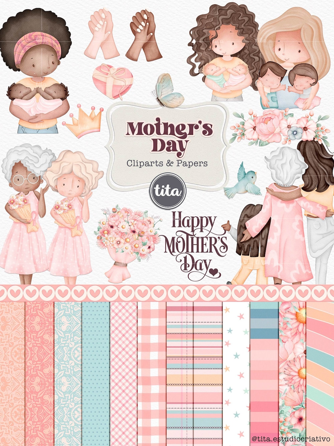 Mother's Day Clip Arts, Mothers Digital Kit, Instant Download PNG, Mom ...