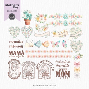 Cute Mom Clip Art Set Clip Arts, Mothers Day Illustrations, Women ...