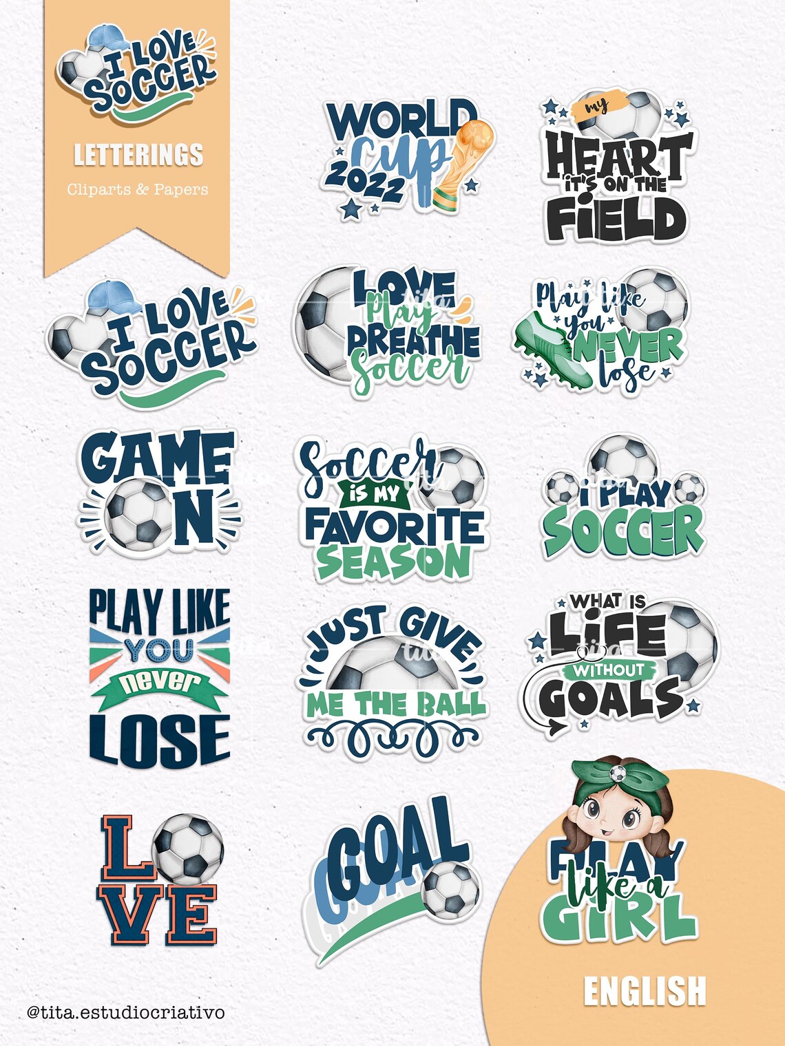 Soccer Clip Art Set in Watercolor Football and World Cup - Etsy