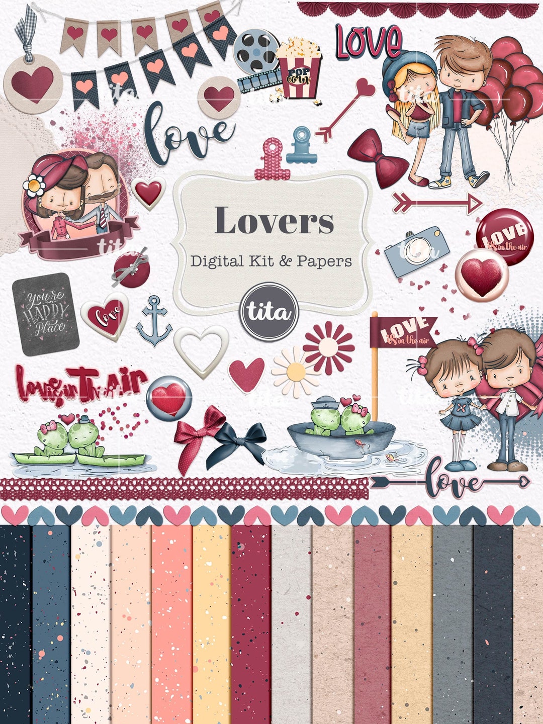 Valentine's Day Digital Bundle, Lovers Cliparts, Illustrations and ...