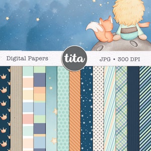 Little Prince Clip Arts and Papers, Cute Illustrations, Kids Party ...