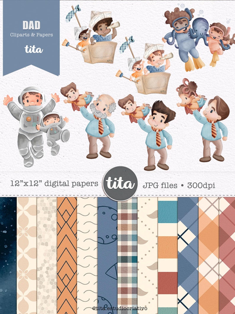 Dad Watercolor Clip Art Happy Father's Day Illustrations - Etsy