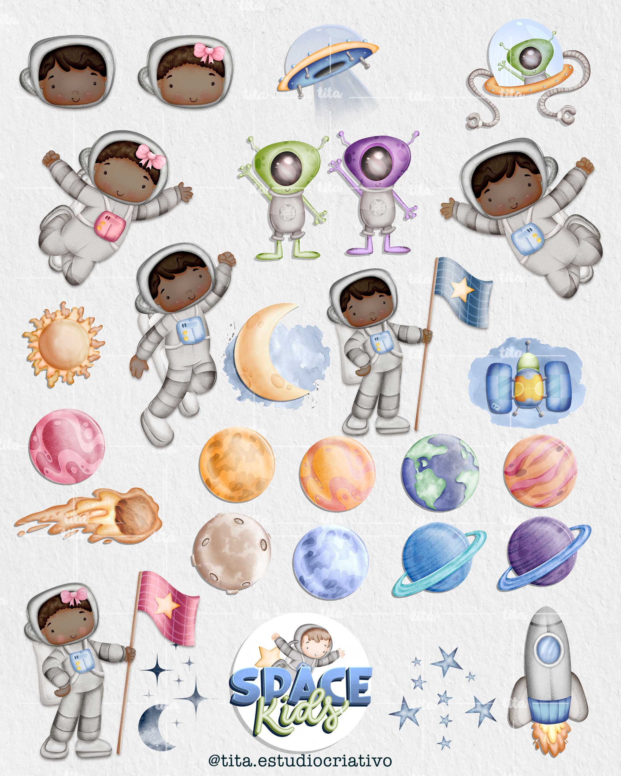 Astronauts Clipart Space Kids Illustrations & Papers - Etsy