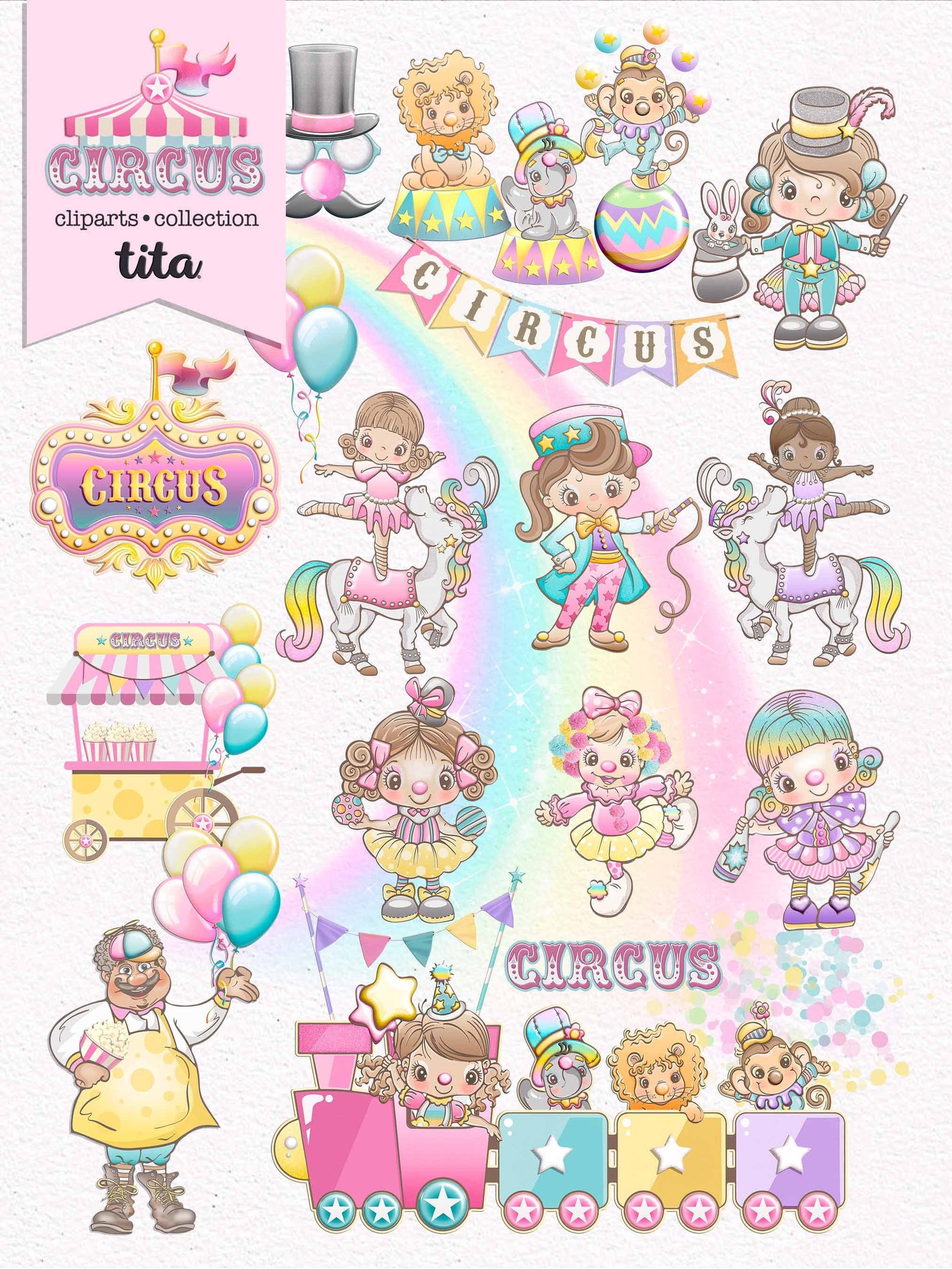 Candy Circus Clip Arts Illustrations & Papers Candy Color - Etsy