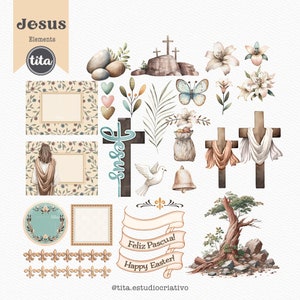 Watercolor Christian Easter, Jesus Catechism Cliparts, Png Elements ...