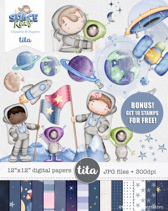 Astronauts Clipart Space Kids Illustrations & Papers - Etsy