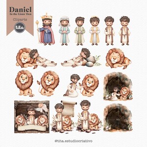 Daniel and the Lions Den Clip Arts, Religious Watercolor Illustrations ...