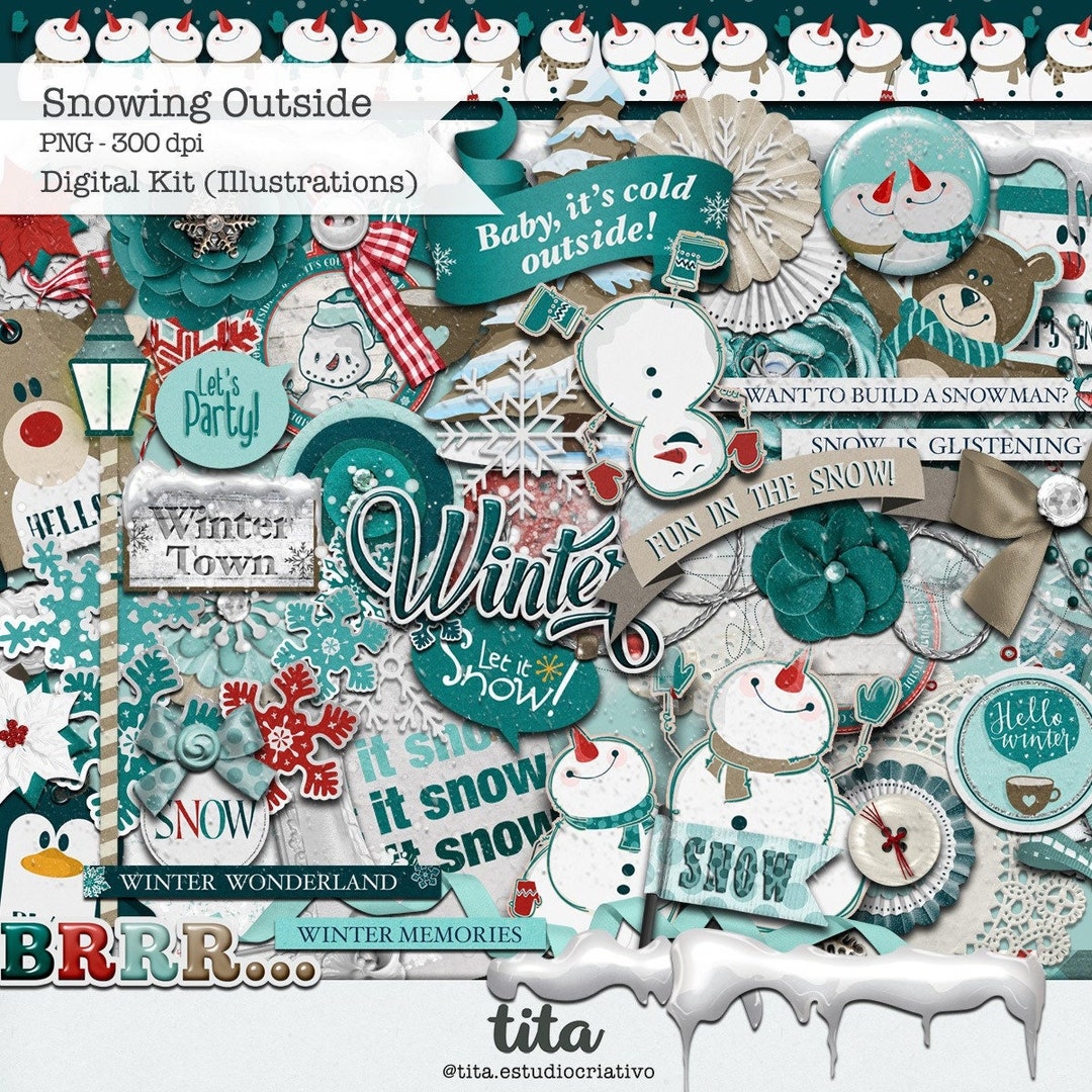 Christmas Clipart Digital Bundle, X-mas Illustrations and Papers ...