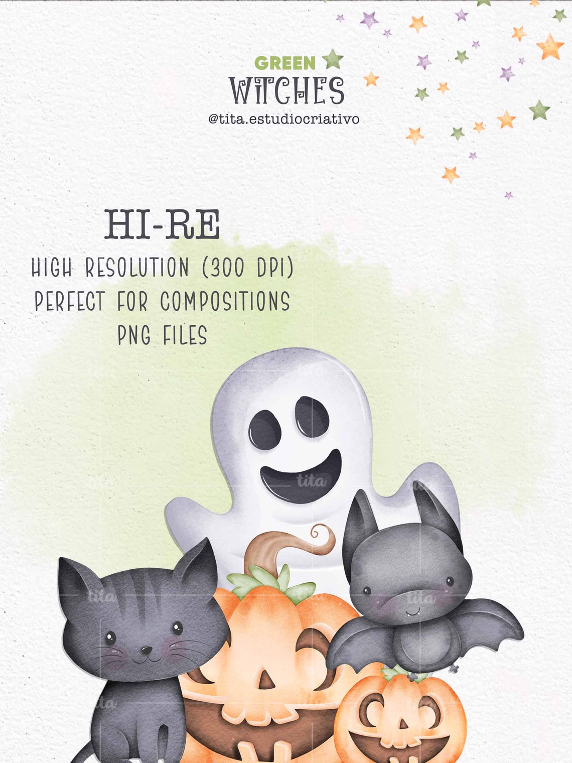 Halloween Green Witches Clipart Watercolor Witches and - Etsy