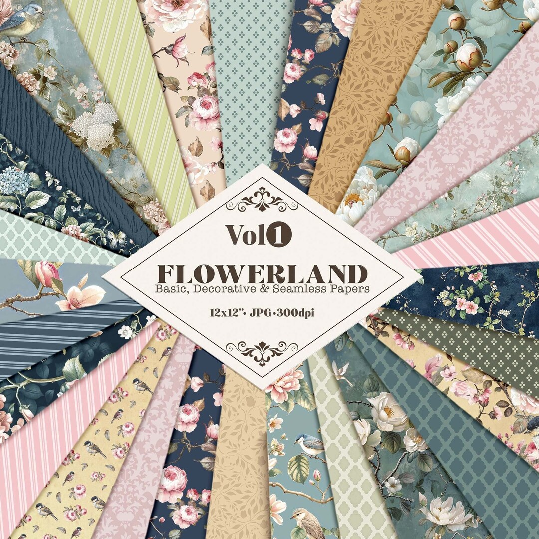 Regency Era Digital Papers, Scrapbook Material, Wild Floral, Vintage ...