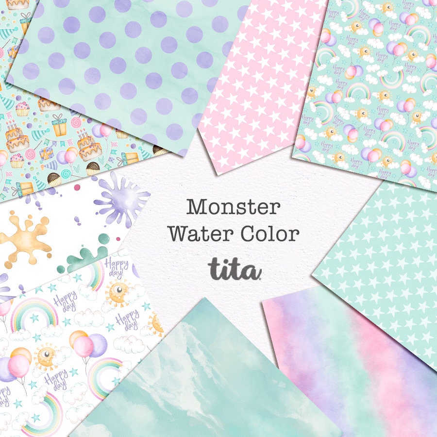 Monsters Watercolor Clipart Infant Party Cute Monsters - Etsy