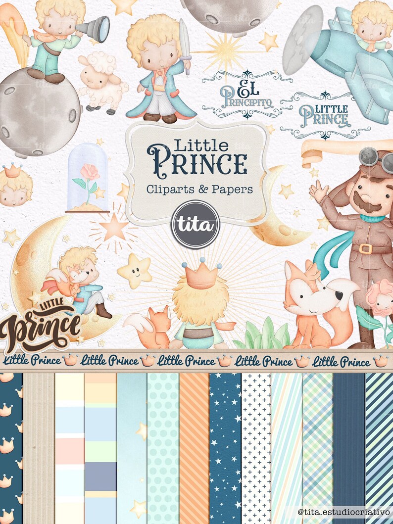 Little Prince Clip Arts and Papers Cute Illustrations Kids - Etsy