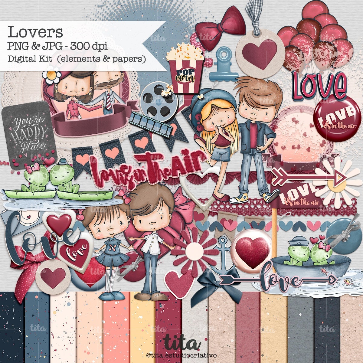 Valentine's Day Digital Bundle Lovers Cliparts - Etsy