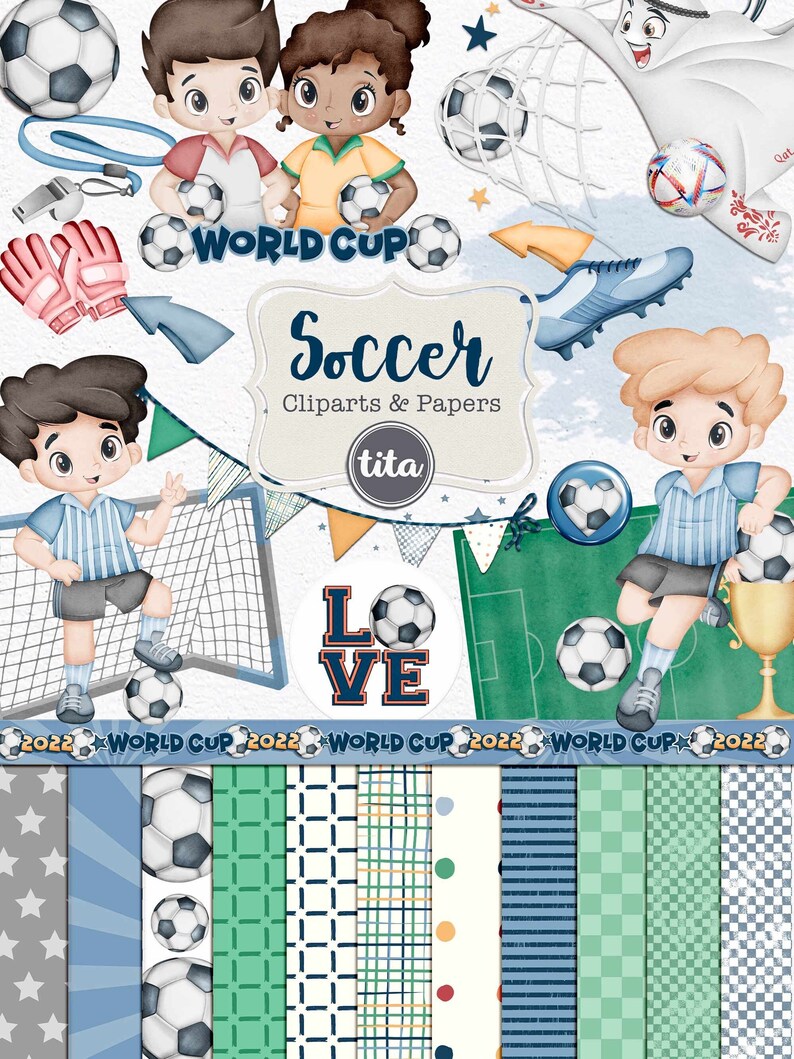 Soccer Clip Art Set in Watercolor Football and World Cup - Etsy