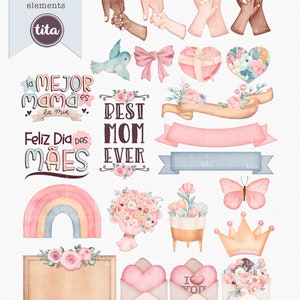 Mother's Day Clip Arts, Mothers Digital Kit, Instant Download PNG, Mom ...