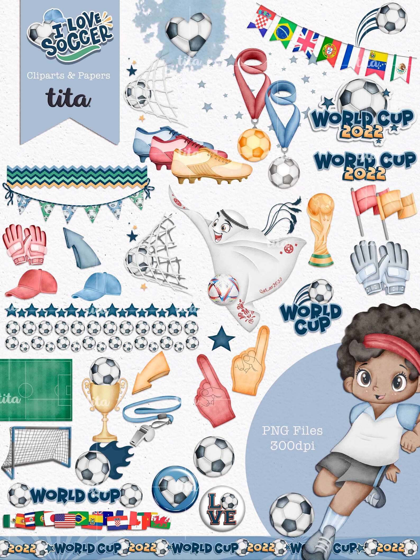 Soccer Clip Art Set in Watercolor Football and World Cup - Etsy