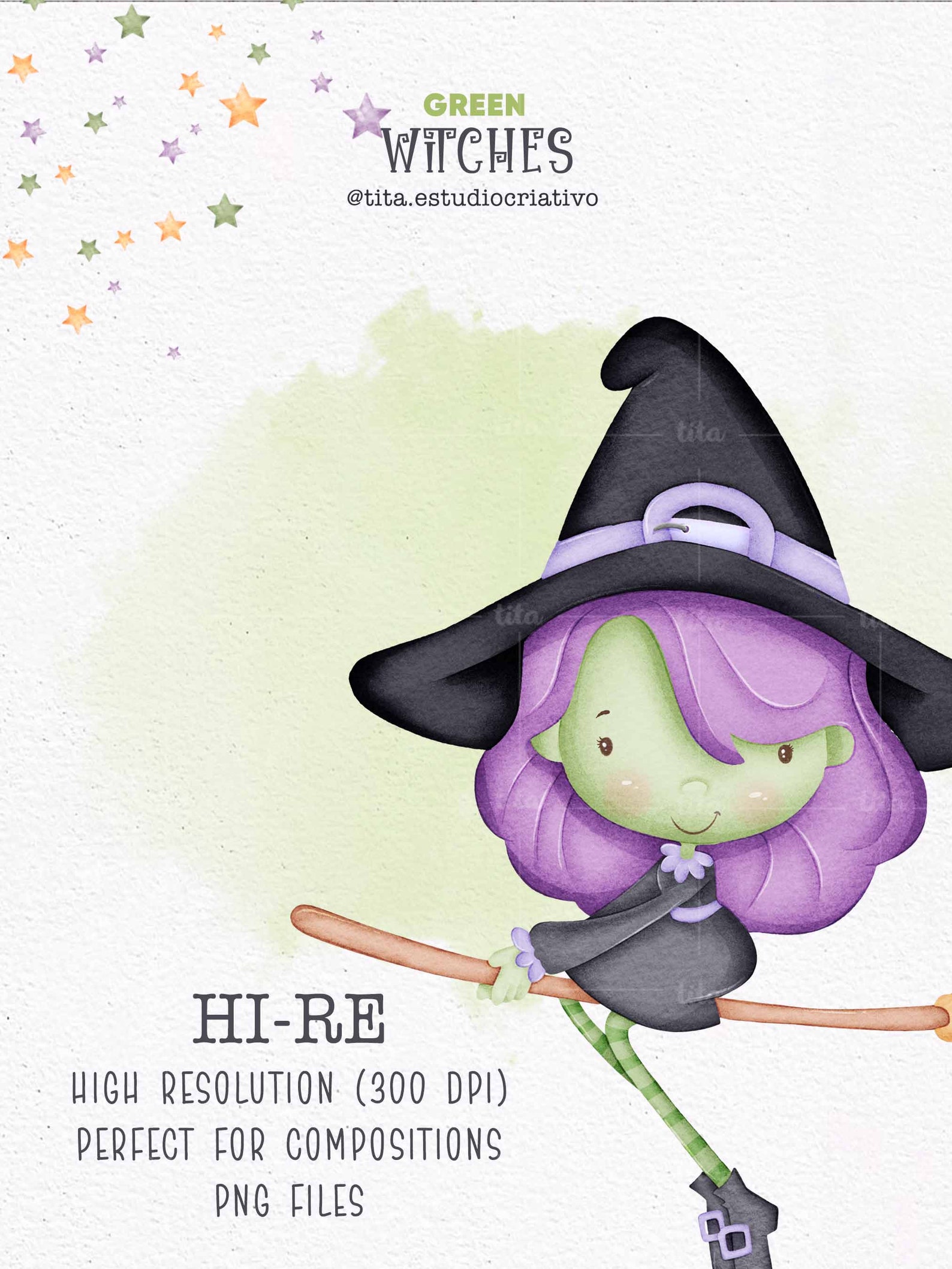 Halloween Green Witches Clipart Watercolor Witches and - Etsy